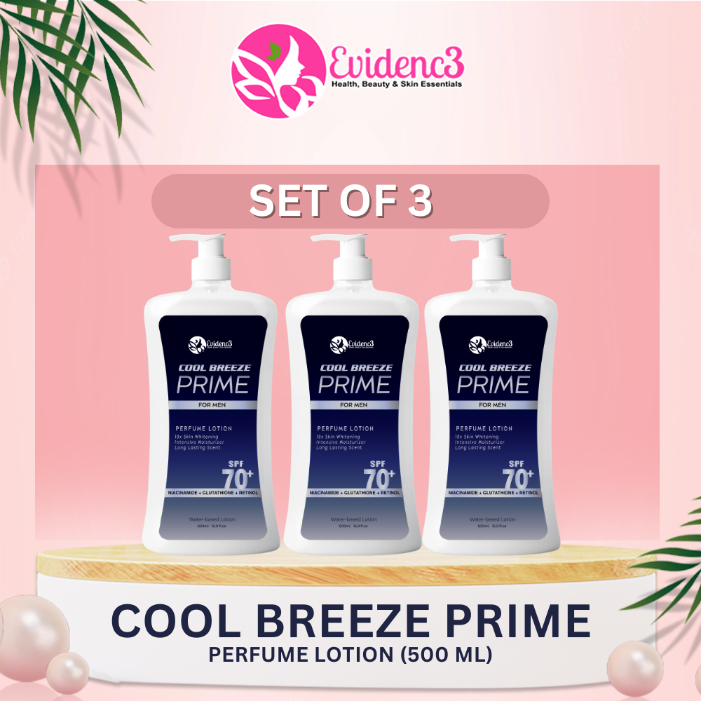 SET OF 3 EVIDENC3 COOL BREEZE PRIME PERFUME BODY LOTION WITH SPF70 ...