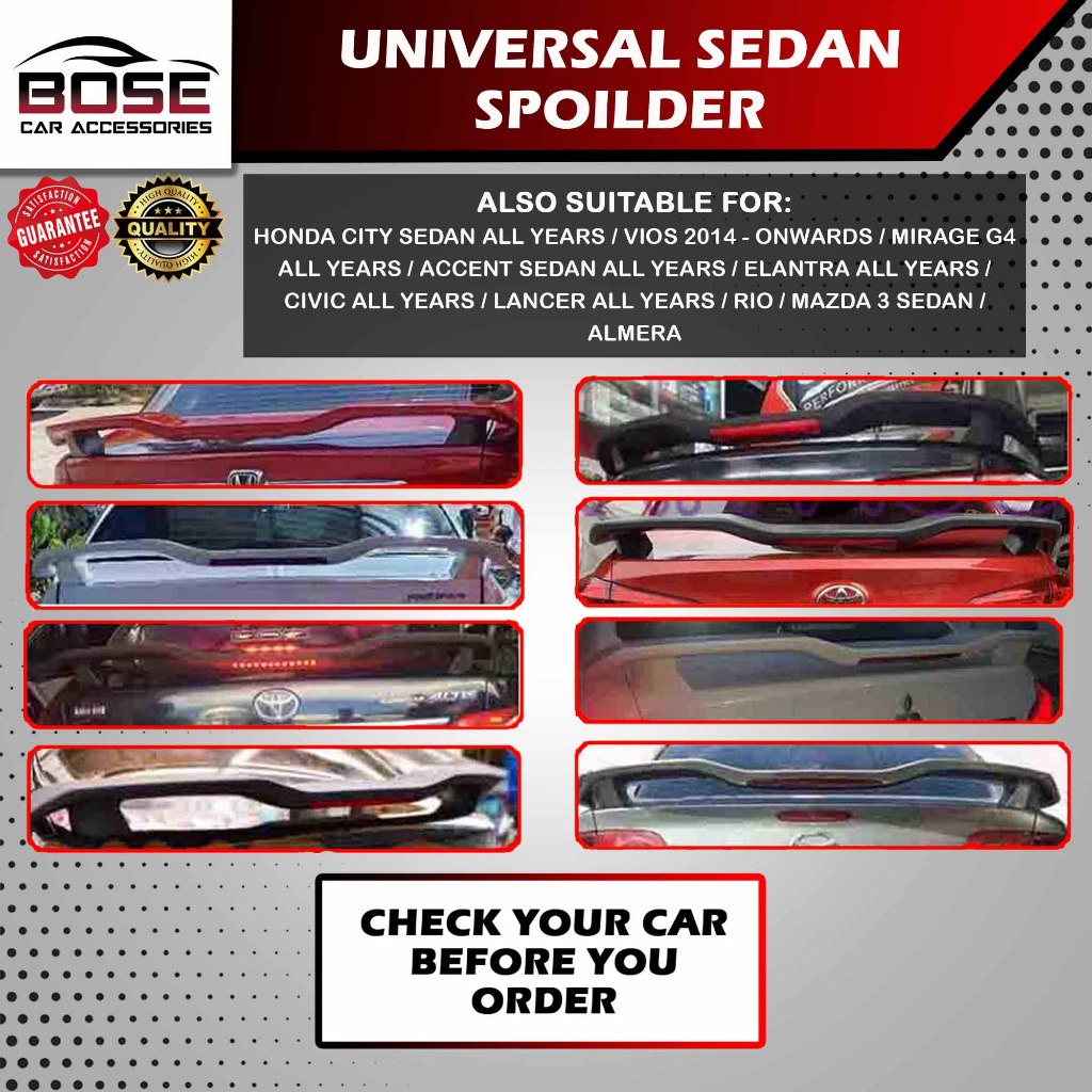 Universal Sedan Spoiler Unpainted for City / Vios / Lancer / G4 ...