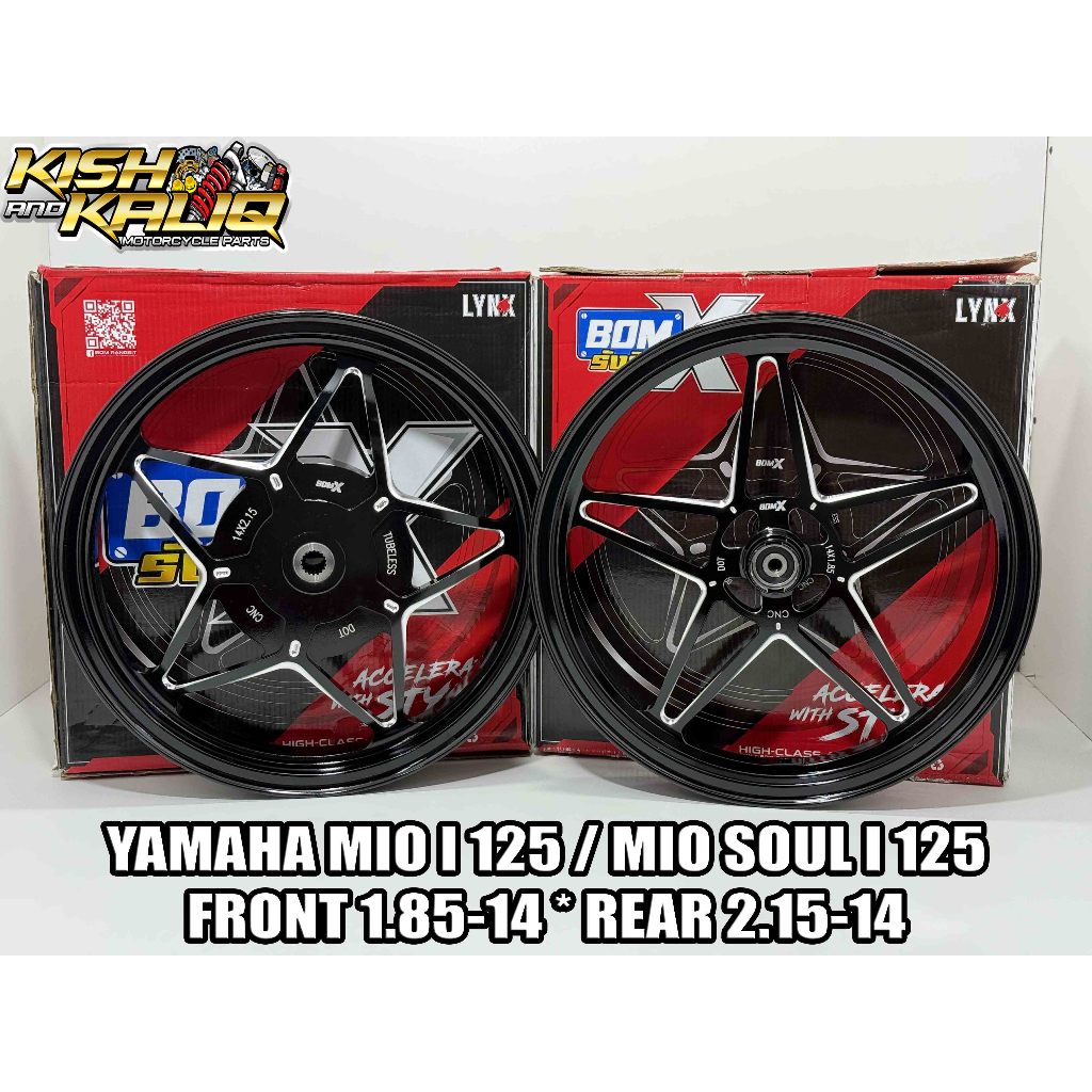 BOM X CNC MAGS LYNX (STAR) 14s 5 SPOKES FOR YAMAHA MIO I 125 / MIO SOUL ...