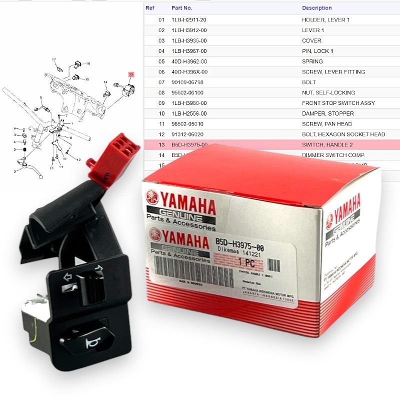 HANDLE SWITCH ASSY LEFT B5D-H3975-00 MIO GRAVIS/GEAR/ FAZZIO (SWITCH ...