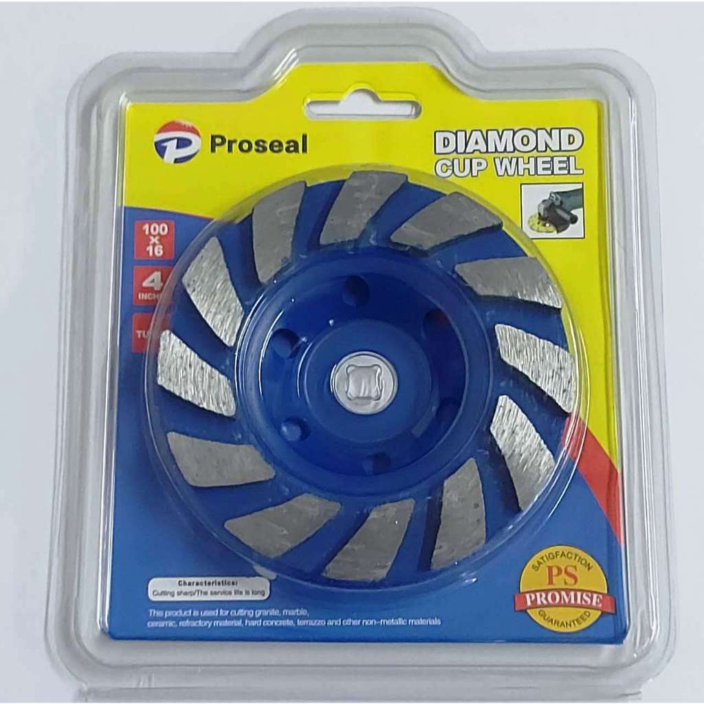 PROSEAL DIAMOND CUP WHEEL 4" / PROSEAL DIAMOND WHEEL BLADE 4" TURBO ...