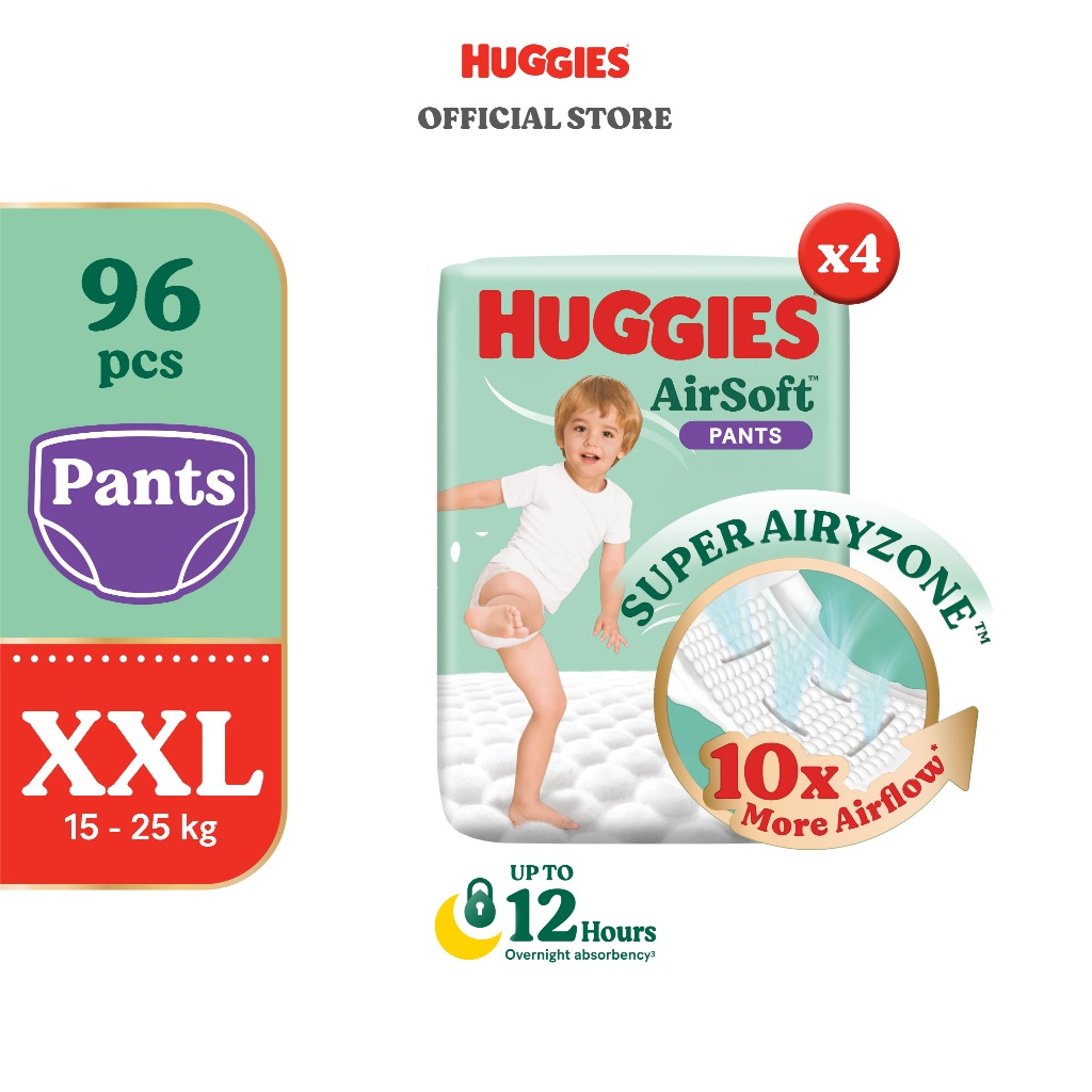Huggies AirSoft Pants XXL - 24 pcs x 4 packs(96 pcs) | Shopee Philippines