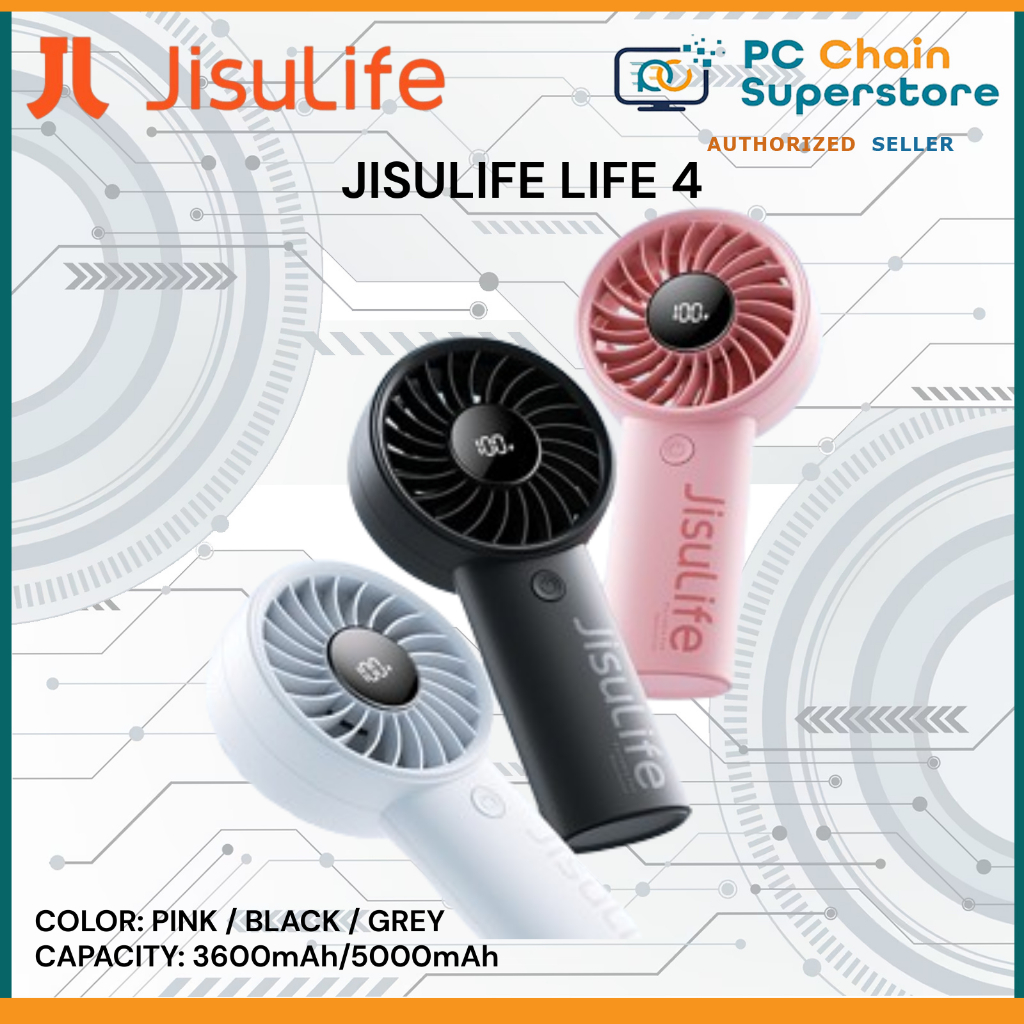 JisuLife Life 4 Handheld Portable Rechargeable Fan w/5 Gears Speed ...