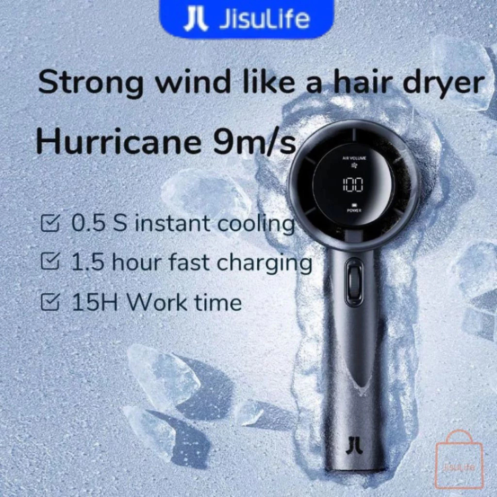 JISULIFE Handheld Fan Portable Bladeless Mini Fan Recharable 100 Level ...