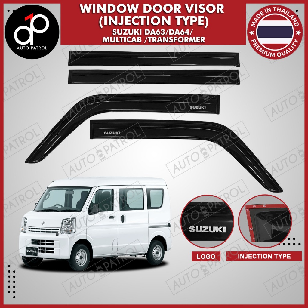 SUZUKI DA63/DA64/MULTICAB/TRANSFORMER Window Door Rain Visor Black ...