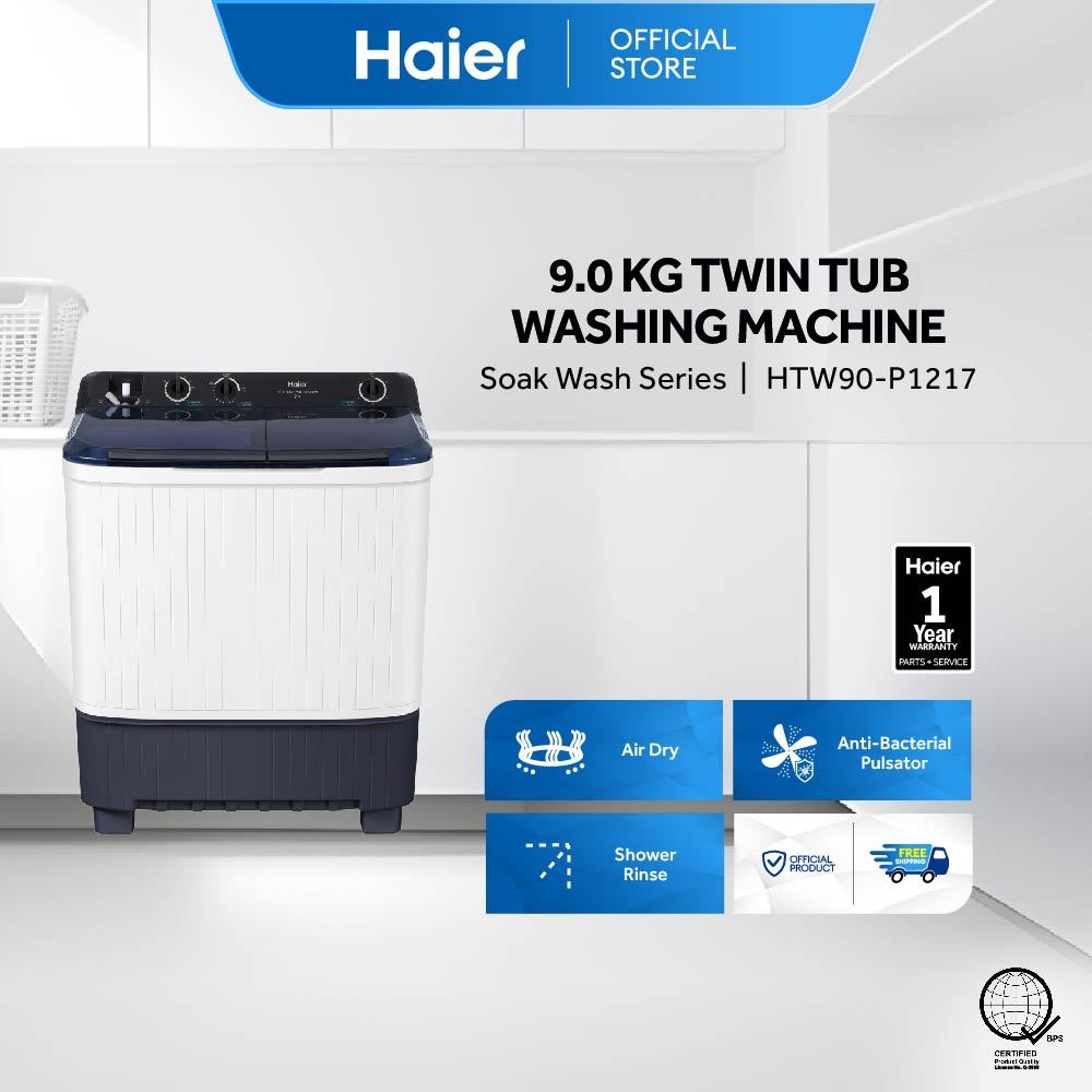 [NEW] Haier HTW90-P1217 9 kg Soak Wash Twin Tub Washing Machine with ...