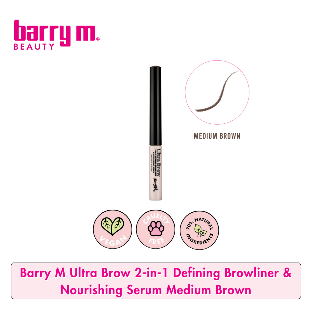 Barry M Ultra Brow 2-in-1 Defining Browliner & Nourishing Serum Medium ...