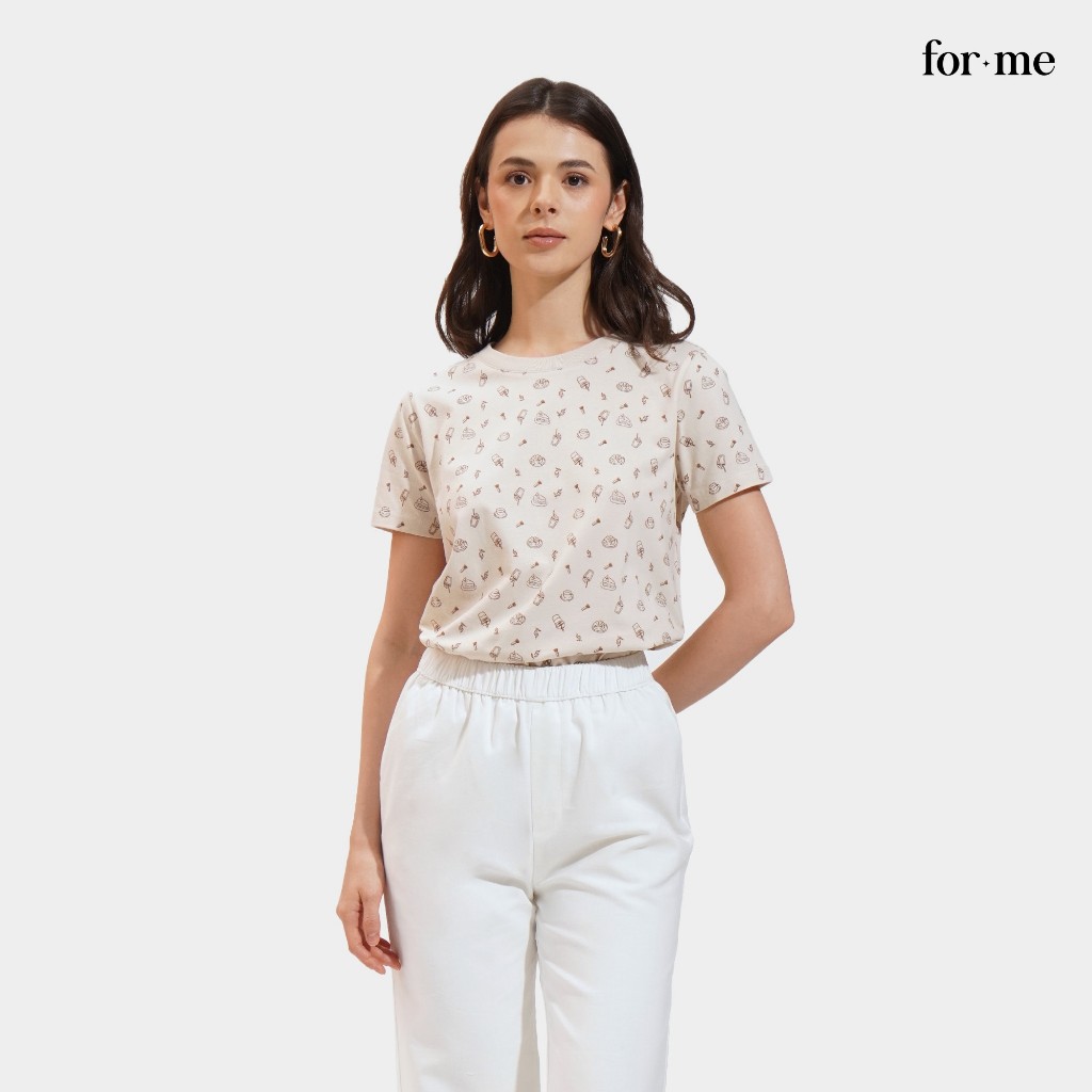 ForMe Matcha Day All Over Print Tee T-Shirt For Women (Cream) | Shopee ...