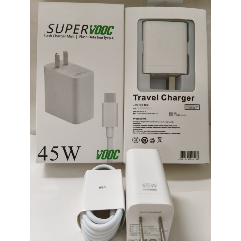 OP 45W Super VOOC Type C /Micro Android V8 USB Fast Data Cable Charger ...