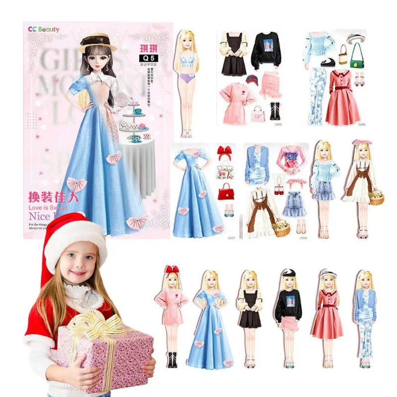 Magnetic Dress Up Puzzle Toy Princess Paper Dolls For Girls Magnetic ...