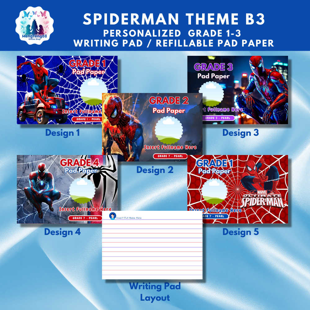 Spiderman Theme B3 Grade 1-3 Writing Pad Paper / Refillable Pad Paper ...