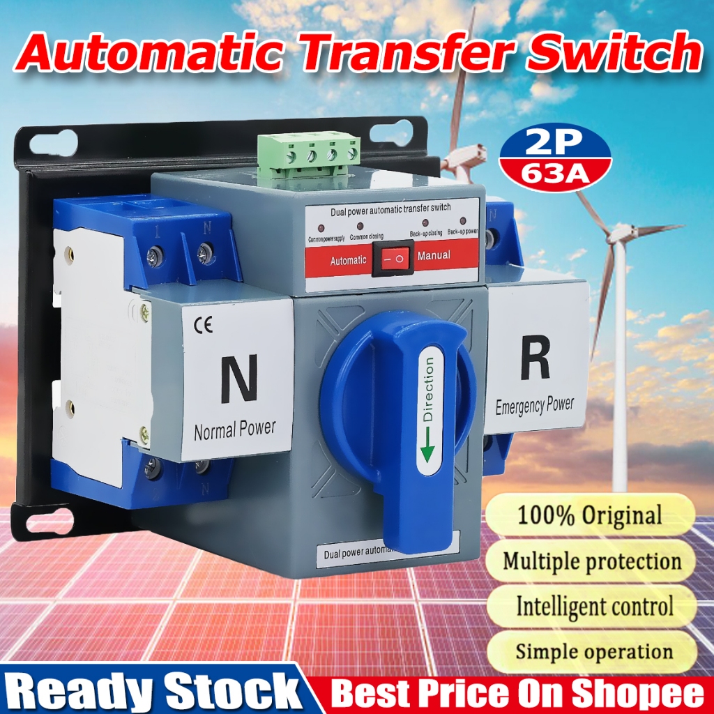【Best Price】ATS 2P 63A 230V MCB Dual Power Automatic Transfer Switch ...
