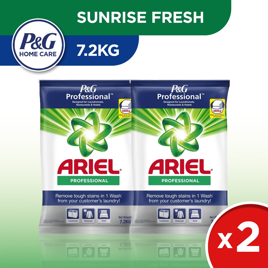 Ariel Powder Detergent Professional Sunrise Fresh Bundle 7.2KG Bag x 2 ...