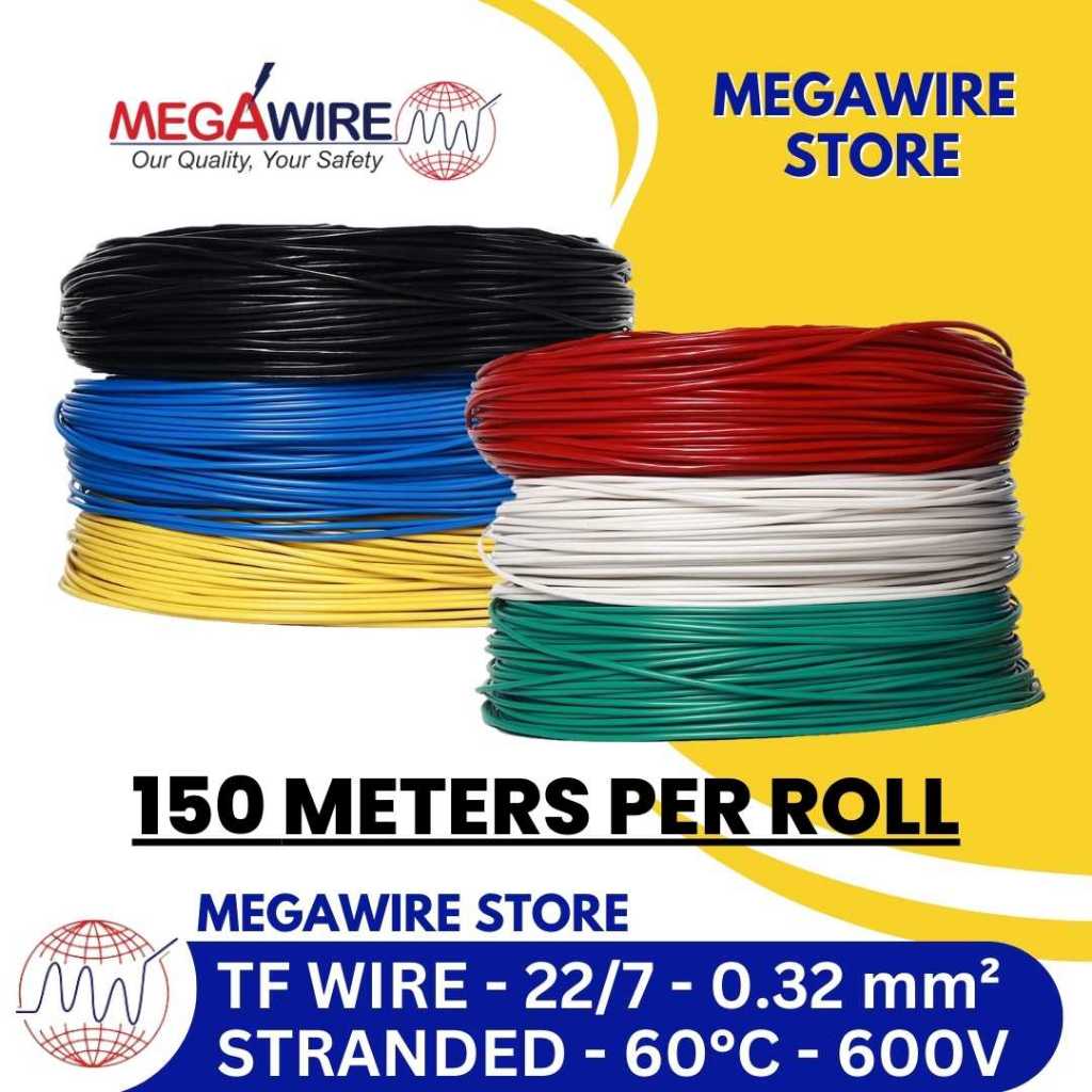 TF 22/7 - 0.32mm² (150M) 60°C 600V STRANDED WIRE ROLL (150 Meters ...