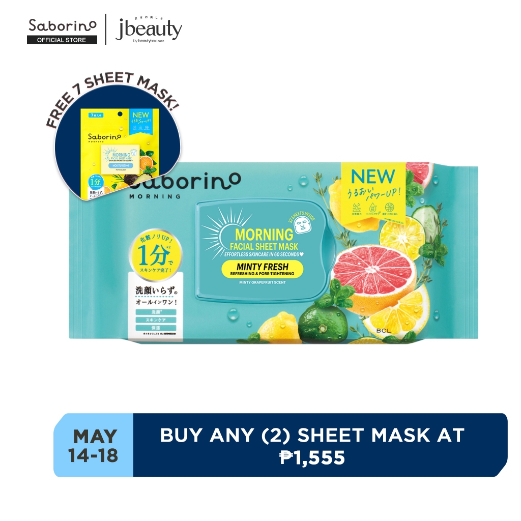 SABORINO Morning Facial Sheet Mask Minty Fresh N (32 sheets) | Shopee ...