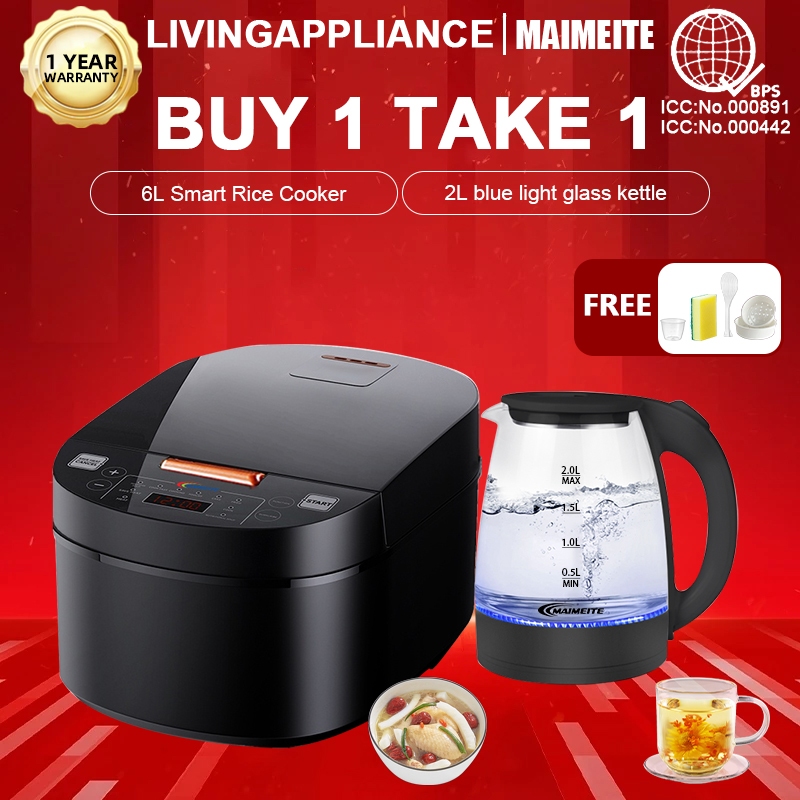 MAIMEITE Electric Rice Cooker Multi-function Cooker 6L Non-stick Inner ...
