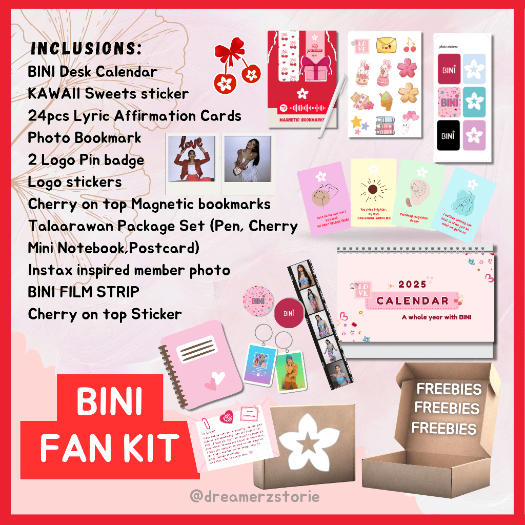 BINI Themed Positivity Package | FAN KIT | MERCH BOX | Calendar | Lyric ...