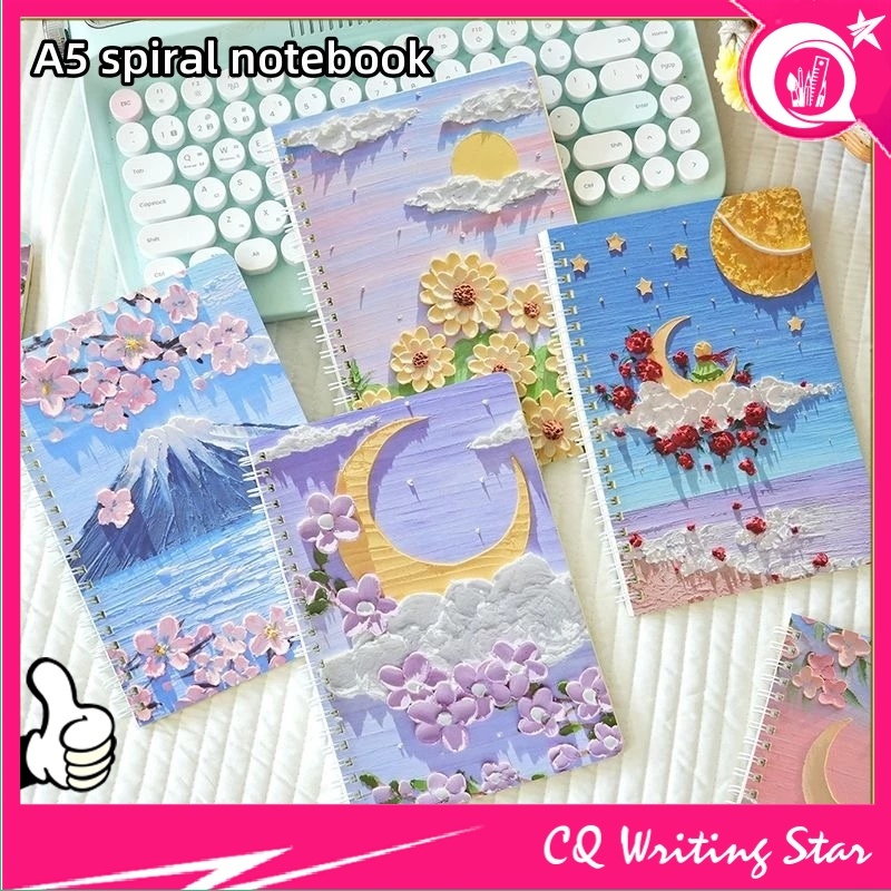 A5 Oil Painting Coil Notepad Flip Spiral Notebook ins Style Landscape ...