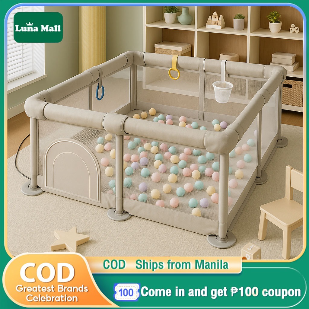 Playpen for Baby With Stainless Steel Frame Safety Playpen Fence Bed ...