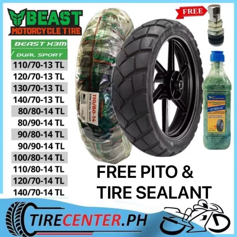 BEAST X3M DUAL SPORT FOR ADV/PCX N-MAX BY 13-14 TIRE FREE TIRE SEALANT ...