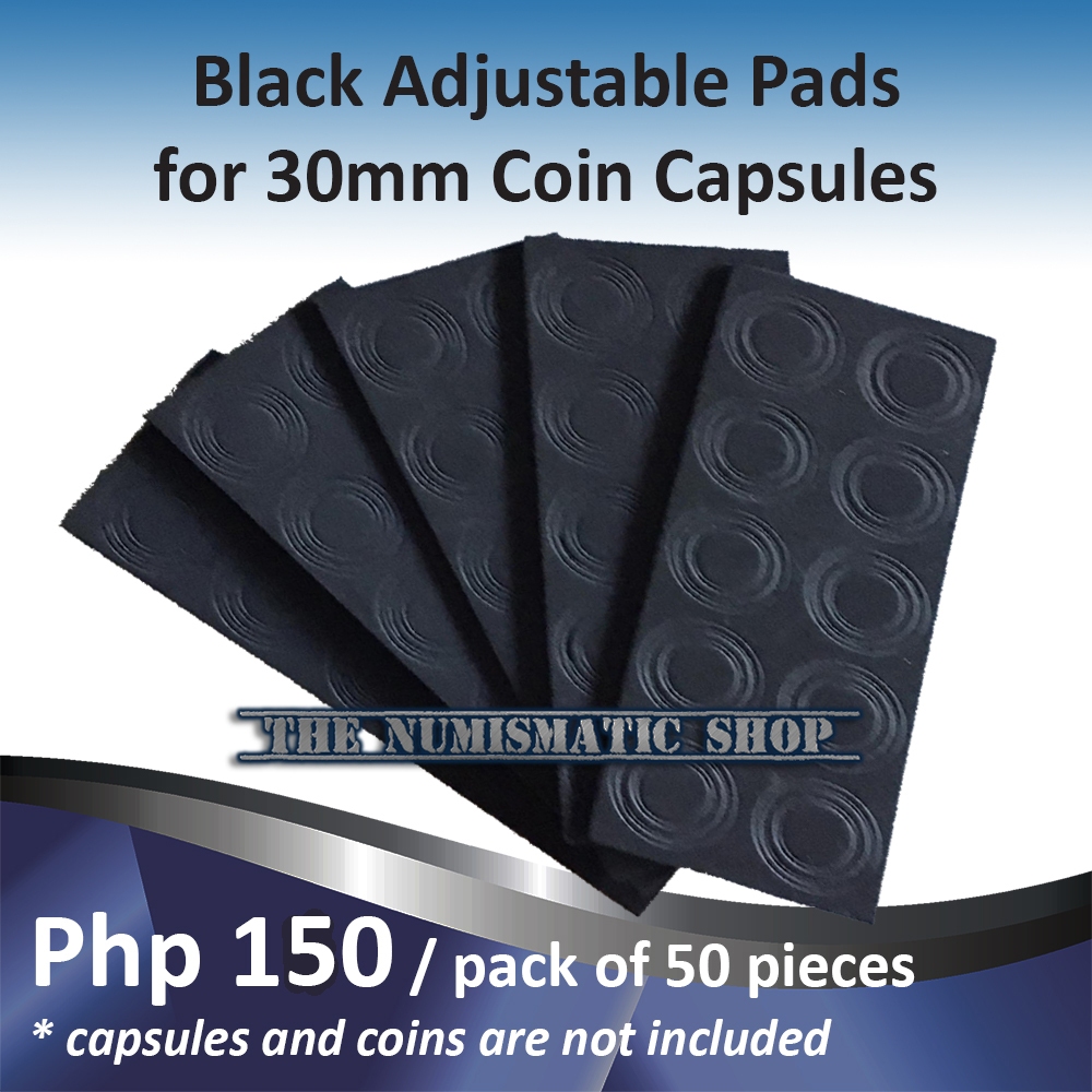 Black EVA Adjustable Foam Pads for 30mm Coin Capsules - 50 pieces in a ...
