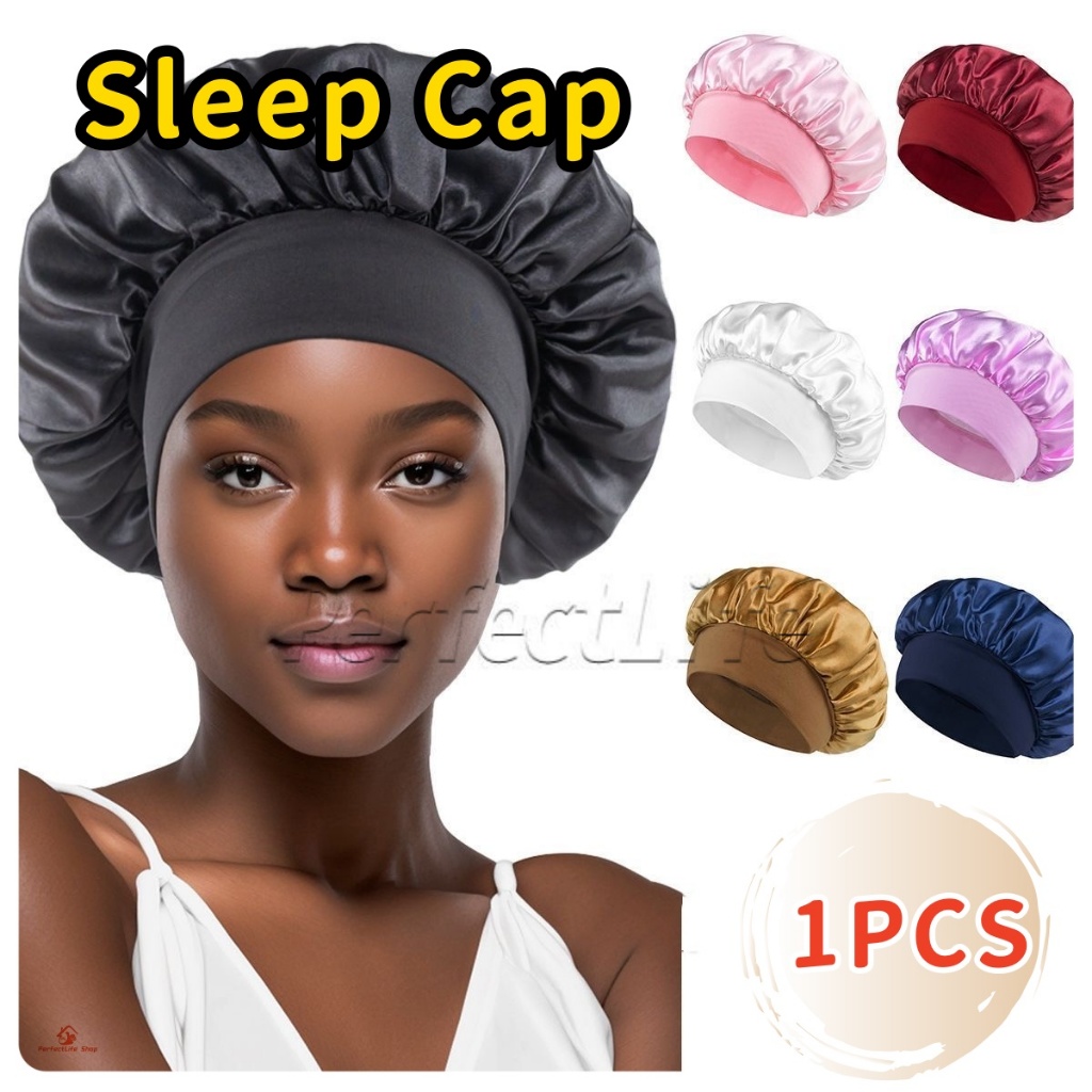 PL High Elasticity Sleep Cap Long Hair Care Women Silk Head Wrap Soft ...