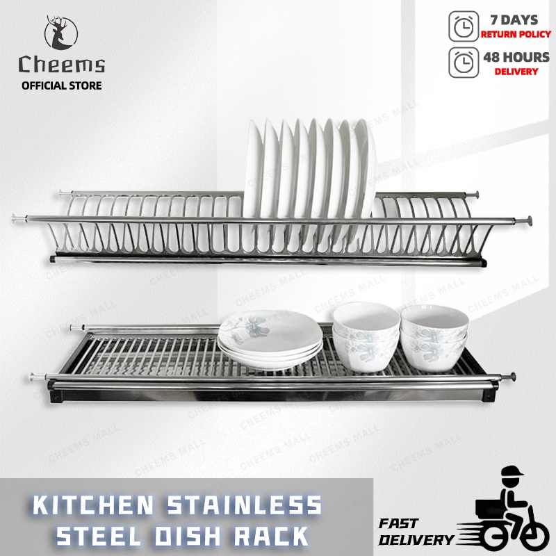 Wall hang Dish Rack 2 in 1 304 stainless Four dimensions | Shopee Philippines