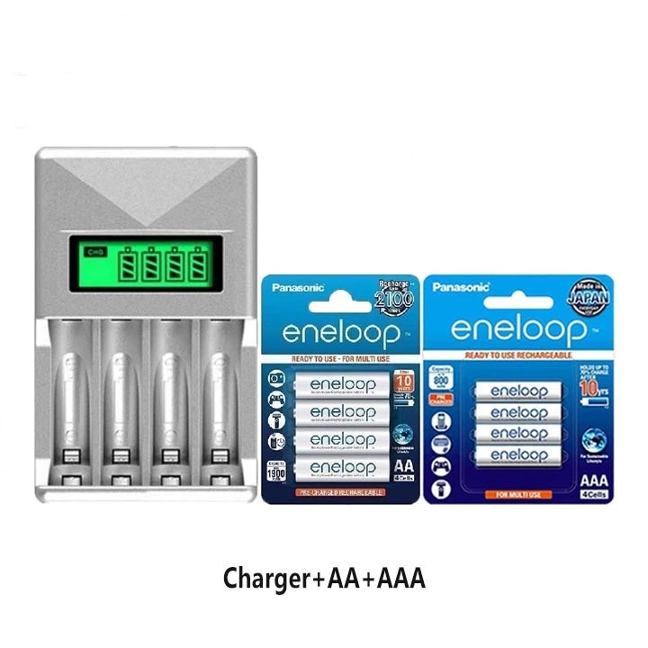 Panasonic Eneloop AA 1900mAh/AAA 800mah with 4-slot LCD Tape screen ...
