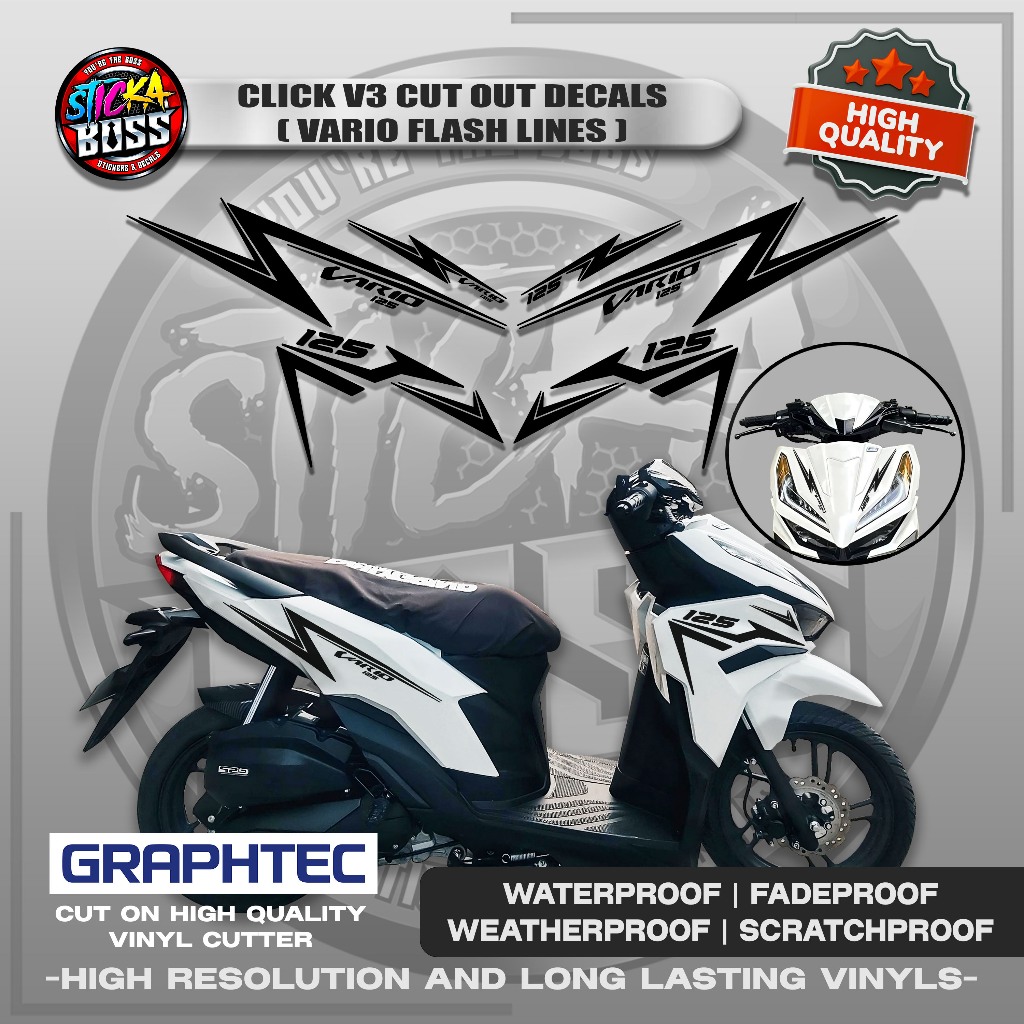 CLICK V3 CUT OUT DECALS ( VARIO FLASH LINES ) | VINYL WATERPROOF CUT ...
