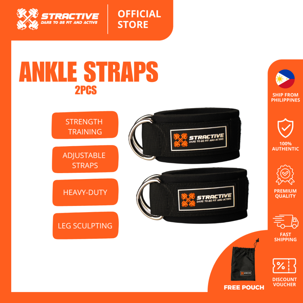 Stractive Ankle Strap (2pcs) for Gym Cable Machine - Adjustable Double ...