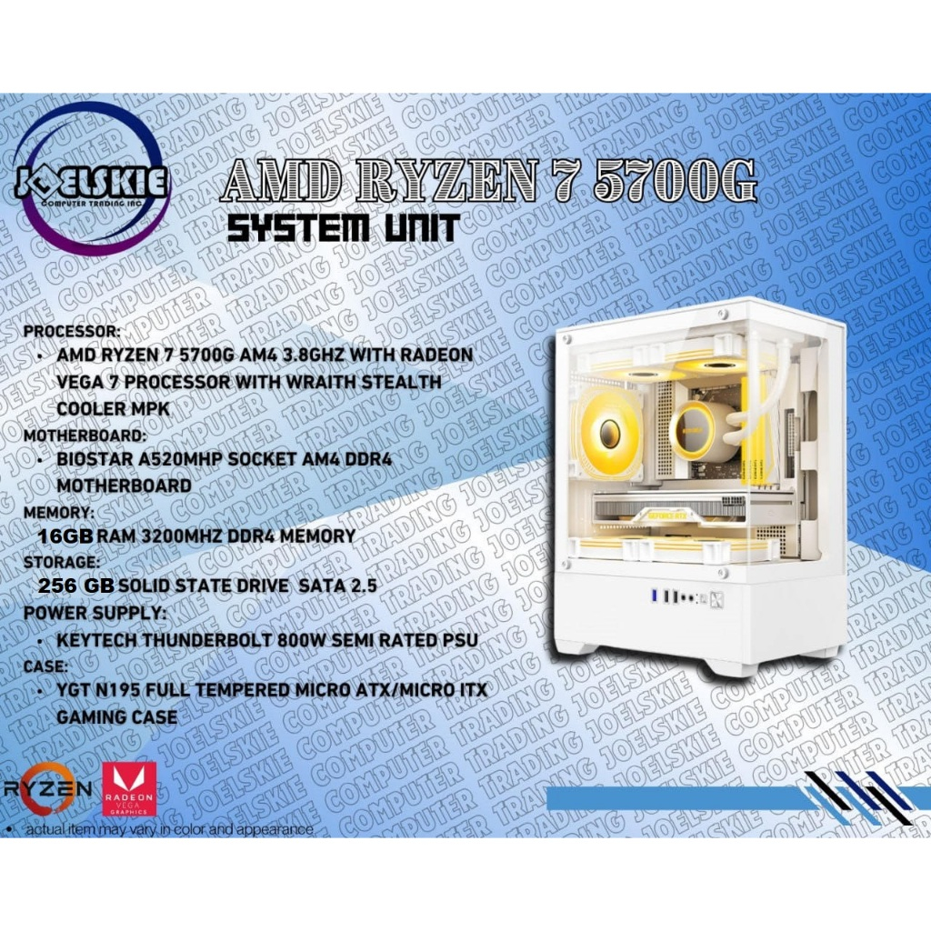 AMD RYZEN 7 5700G GAMING Desktop DDR4 16GB RAM / 256GB SSD PC For ...
