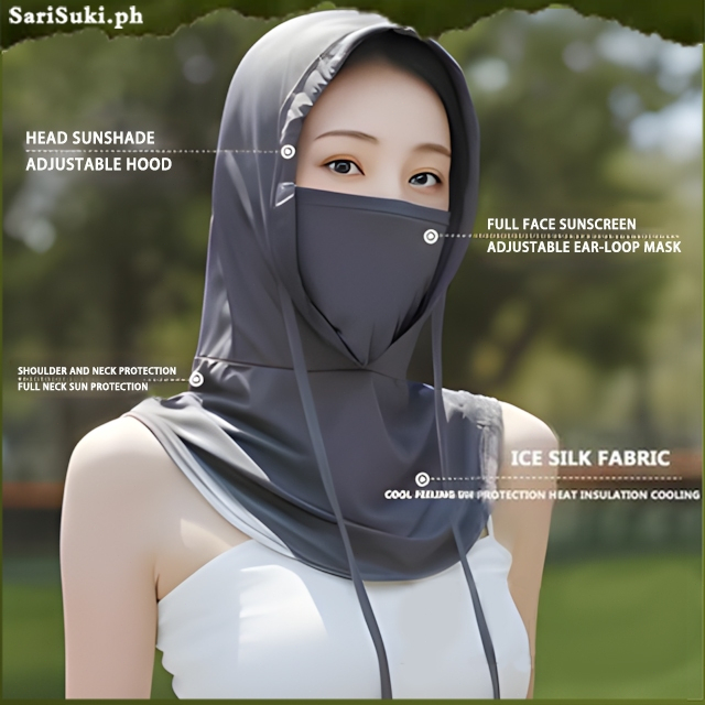 【COD】balaclava mask Ice Silk Sunscreen Cap UV Resistant Outdoor Full ...