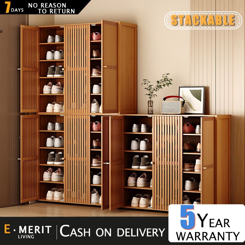 [Stackable]Wooden Shoe Rack Cabinet Organizer Multi-Functional Shoe ...