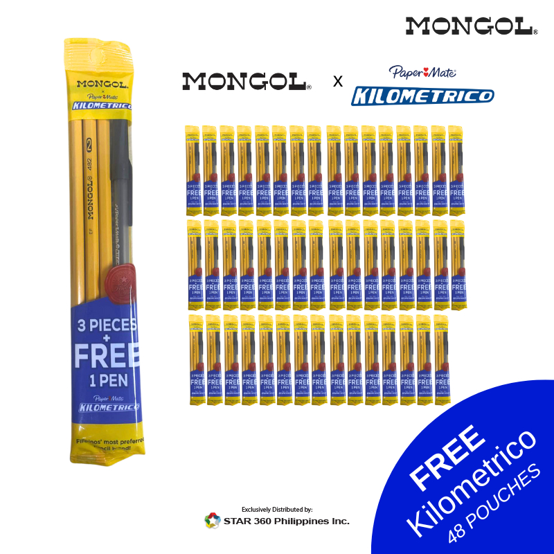 Mongol Pencil #2 + 1 FREE Kilometrico Black (48 pouches) | Shopee ...