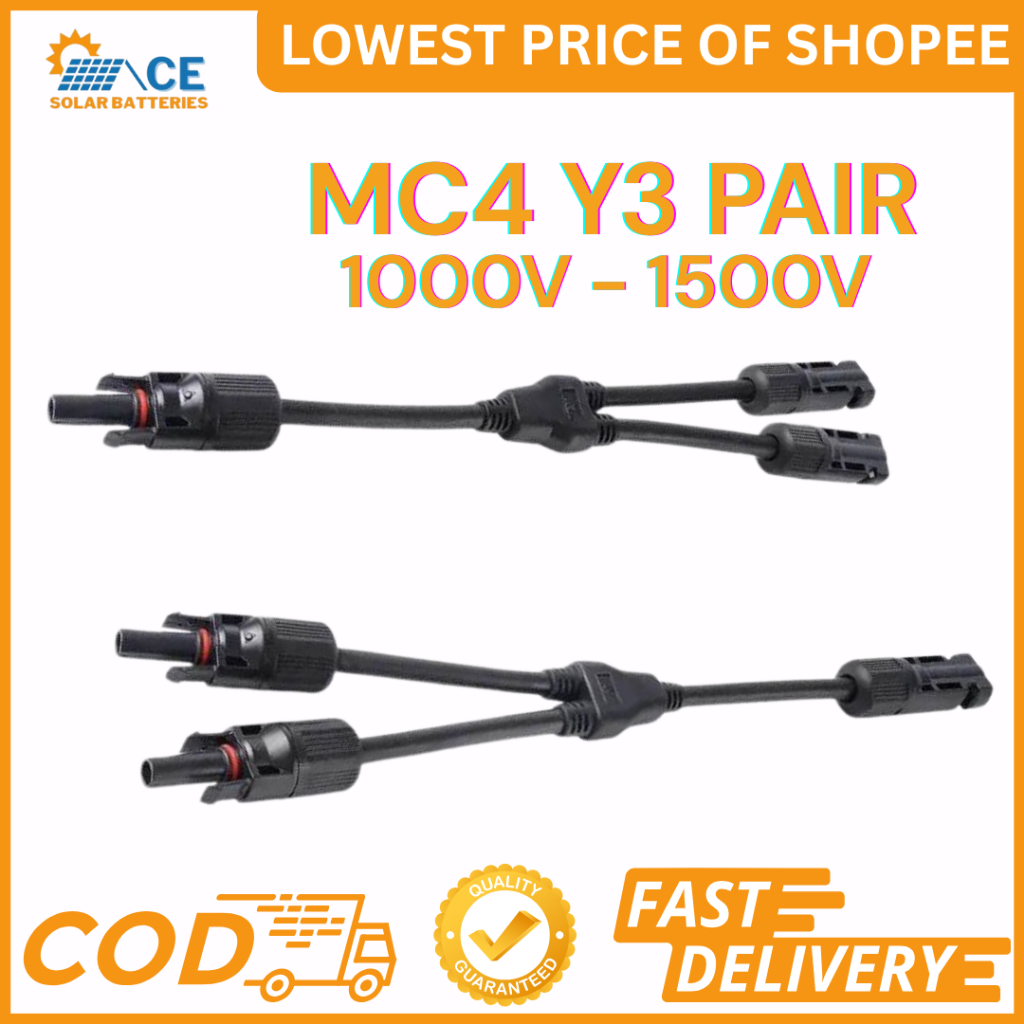 MC4 Y3 - 1000v/1500v - 30A Solar Cable 2 in 1 Branch Male Female Solar Panel Connector. | Shopee ...