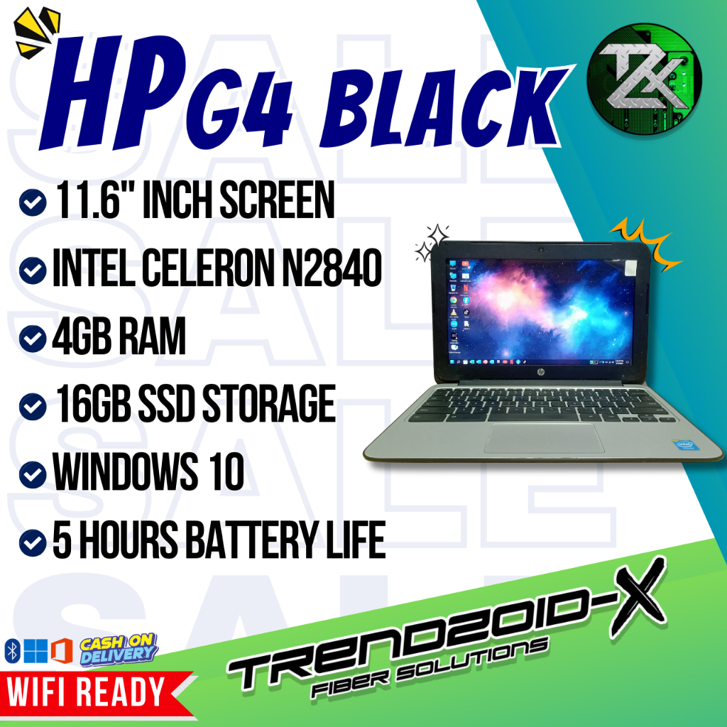 HP G4 BLACK LAPTOP | 4GB RAM | 16 SSD | TRENDZOID-X-FIBER SOLUTION ...