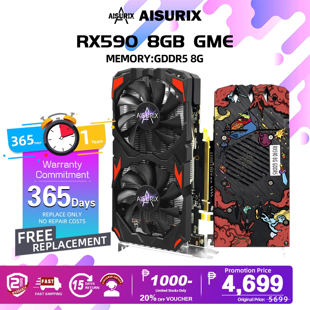 AISURIX RX590 8GB Graphics card GDDR5 Computer GPU Video Card For ...
