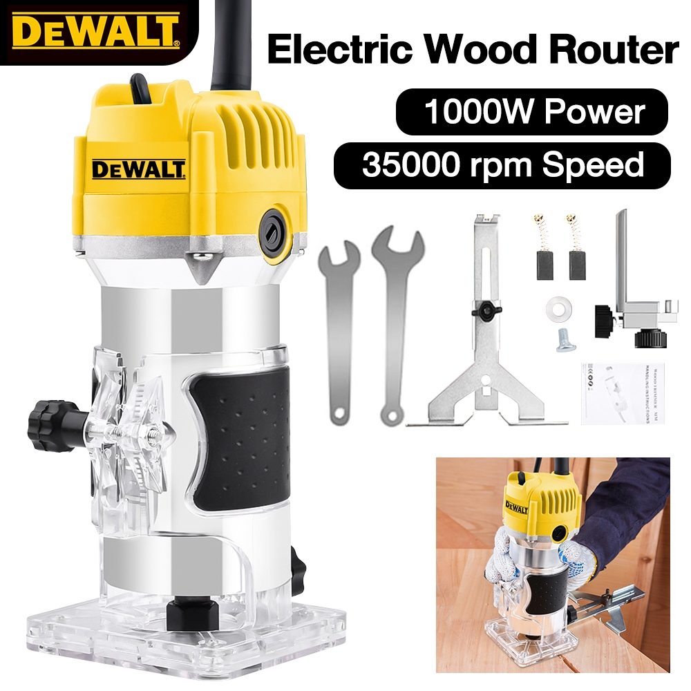 DeWALT Palm wood Router with 15pcs/set Bits Trimmer Professional Power ...