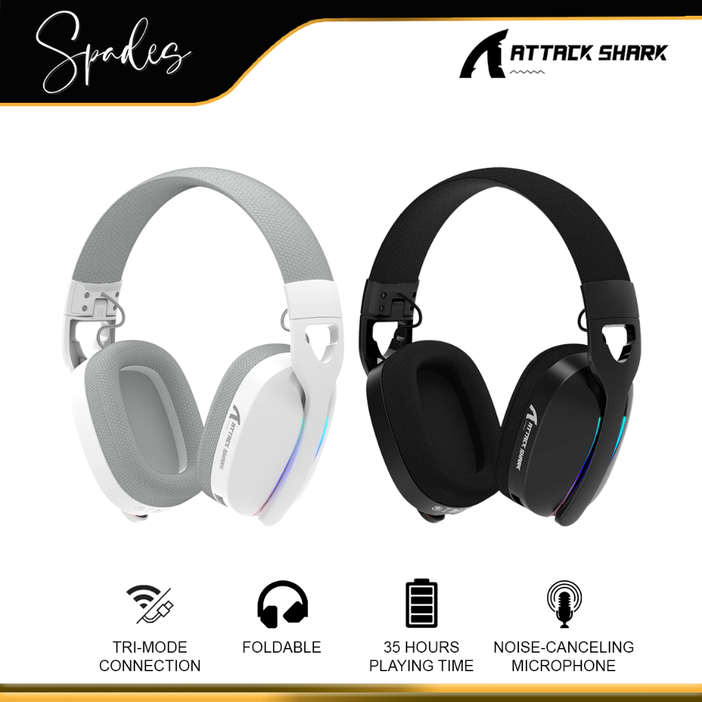 Attack Shark L90 Foldable RGB Ultra-Lightweight Tri-Mode Wireless Gaming Headphones Headset ...