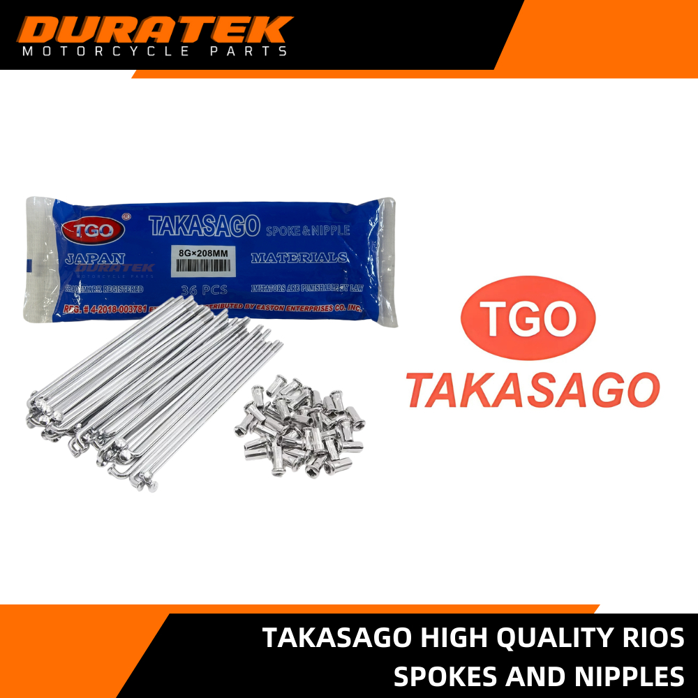 Takasago High Quality Rios Spokes and Nipples Set – size 8G and 10G ...