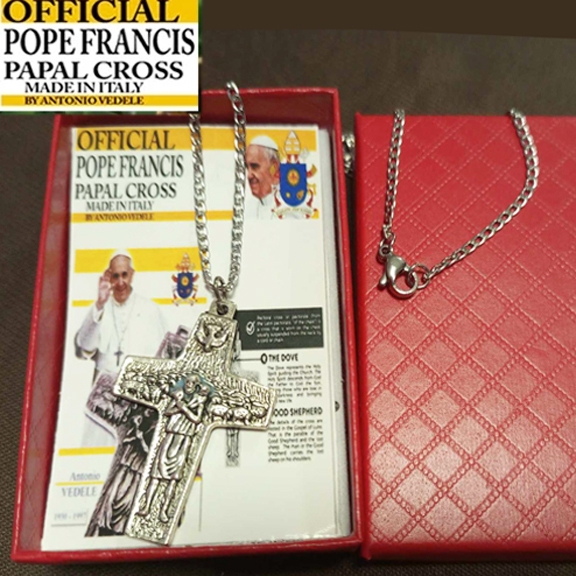 Pope Francis Francisco Papal Good Shepherd Cross Silver Plated Oxidized ...