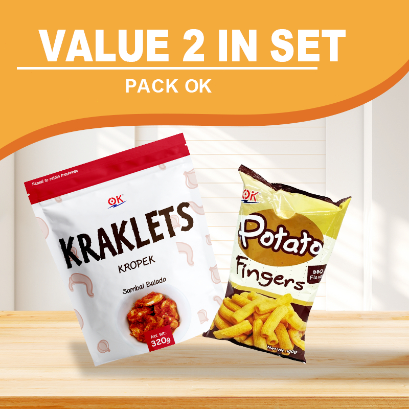 [OK Snacks][2 in 1 set]Kraklets Kropek 320g+BBQ Tomato Ketchup Flavor ...