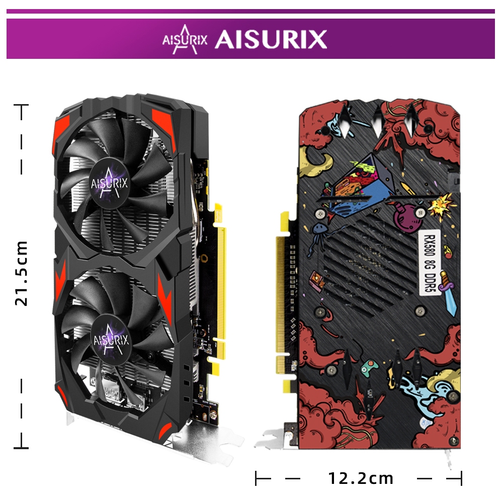 AISURIX Graphics Card RX 580 8GB Gaming Black Myth Wukong GDDR5 256Bit ...