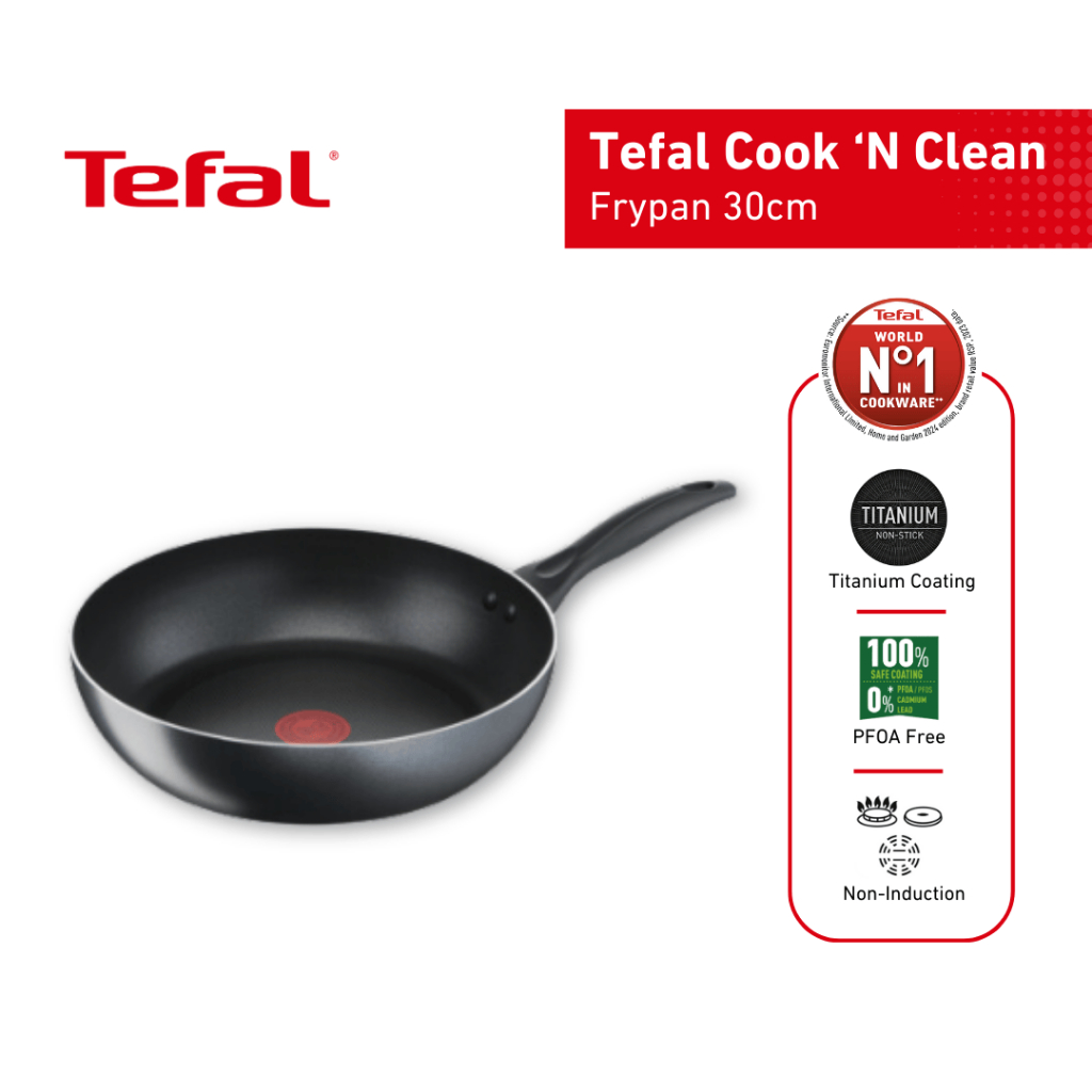 Tefal Cook 'N Clean Frypan 30cm Non stick,No.1 Cookware*, PFOA Free ...
