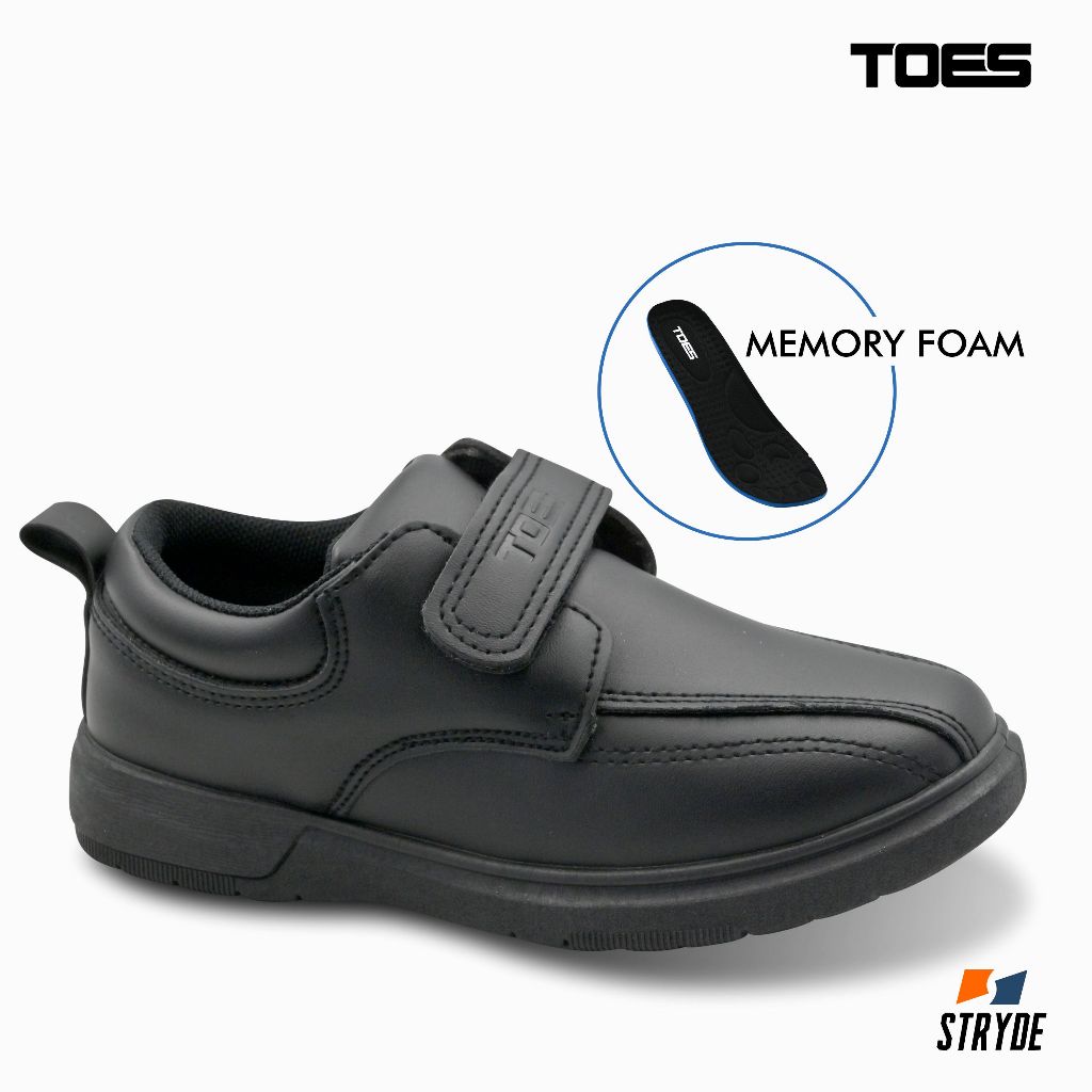 Toes Kids Footwear Black School Shoes with Memory Foam for Kids Boys ...