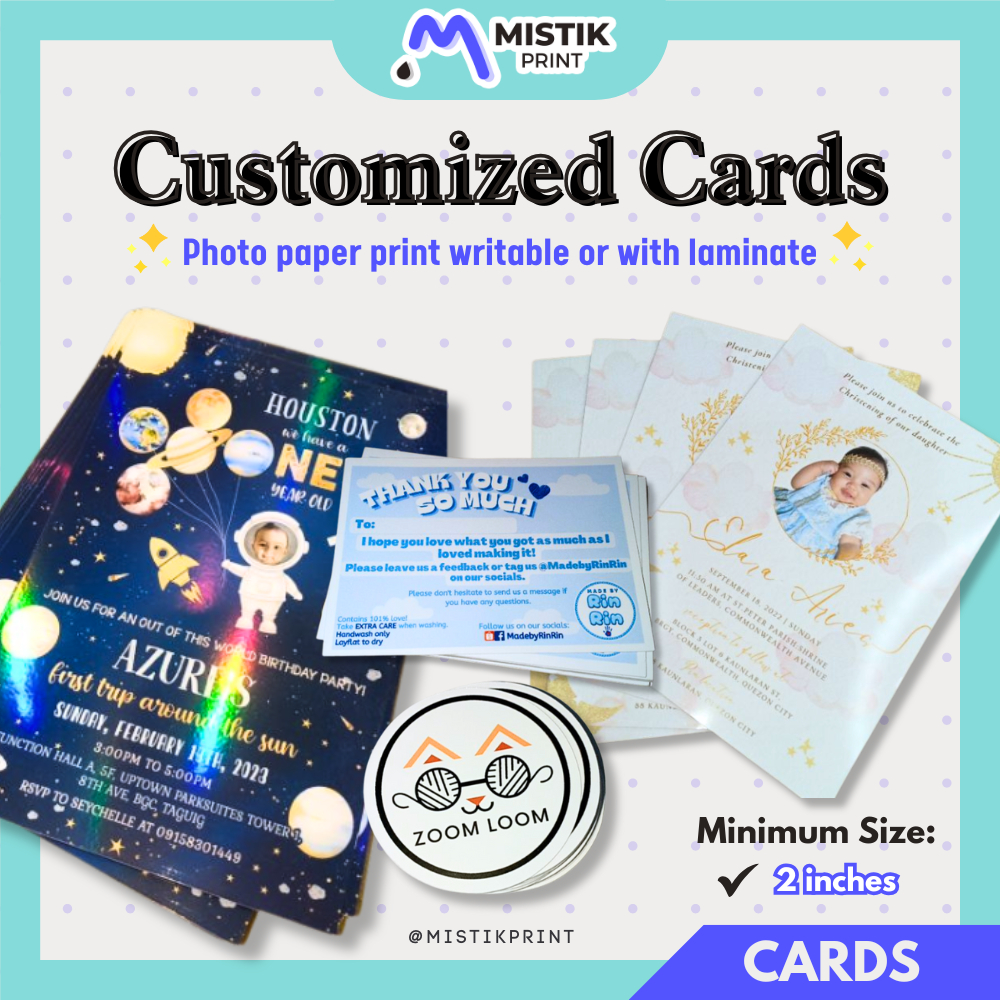 Customized Cards Writable or with Laminate Photo Paper Print and Cut ...