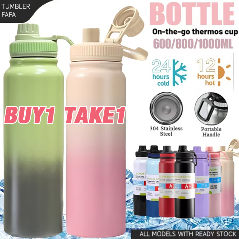 FAFA 600ML/800ML/1000ML Double Wall Keep Hot and Cold 304 Stainless Steel Sport Tumbler | Shopee ...