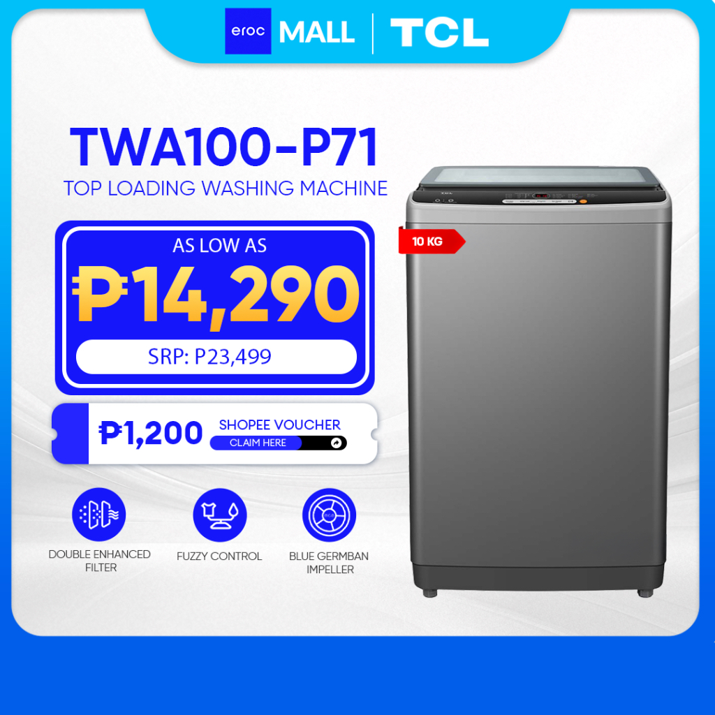 TCL 10KG Inverter Top Load Fully Automatic Washing Machine - TWA100-P71 | Shopee Philippines