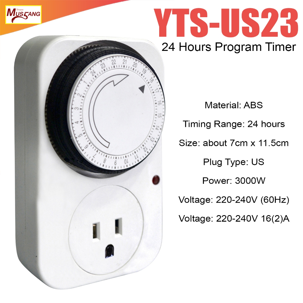 YTS-US23 24 Hours Program Timer 220-240V Max. 3000W Mechanical ...