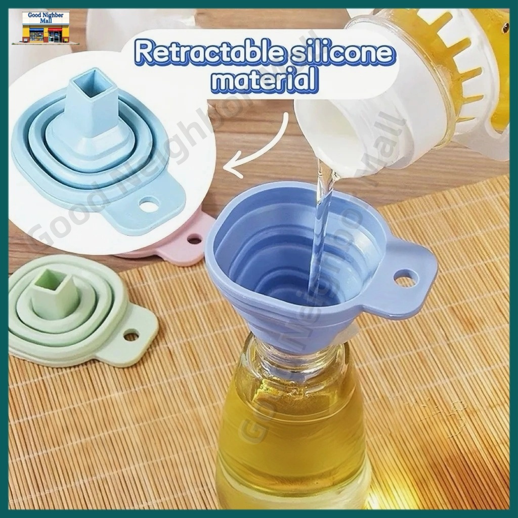 GNM 1Pcs Food Grade Silicone Retractable Folding Funnel Kitchen Oil ...